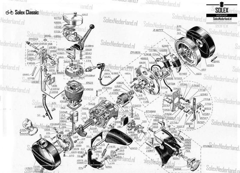 Solex technische tekeningen ~ Solex Onderdelen Nederland